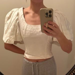 Frame Denim | Tops | Frame Puff Sleeve Uneck Top | Poshmark
